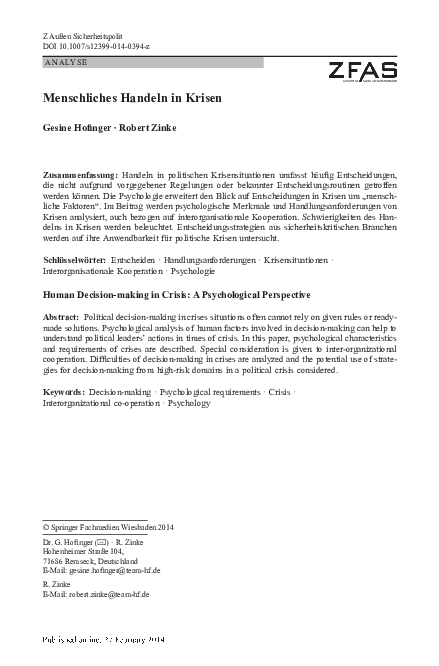 (PDF) Menschliches Handeln in Krisen