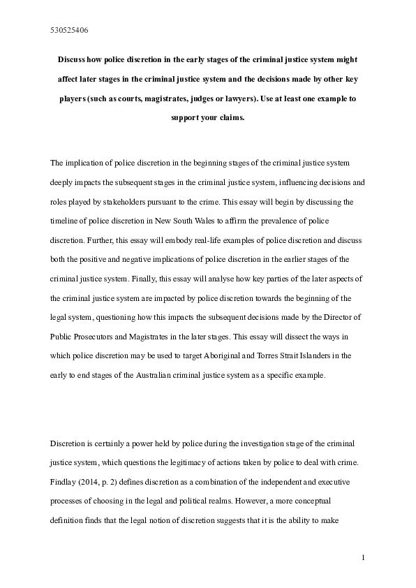 (PDF) Police discretion in the NSW criminal justice system