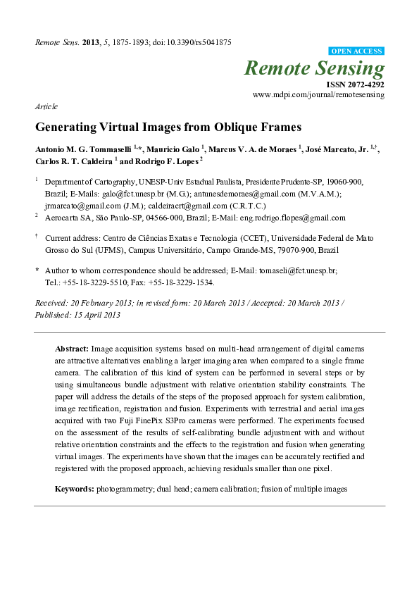 (PDF) Generating Virtual Images from Oblique Frames
