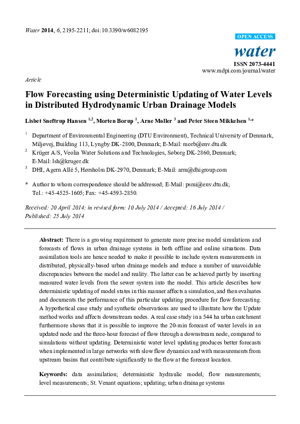 (PDF) Flow Forecasting using Deterministic Updating of Water Levels in ...