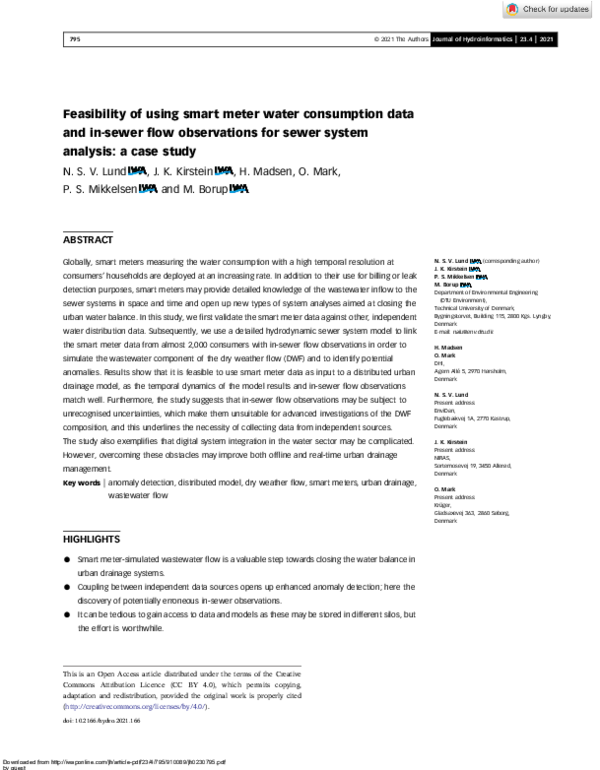 (PDF) Feasibility of using smart meter water consumption data and in ...