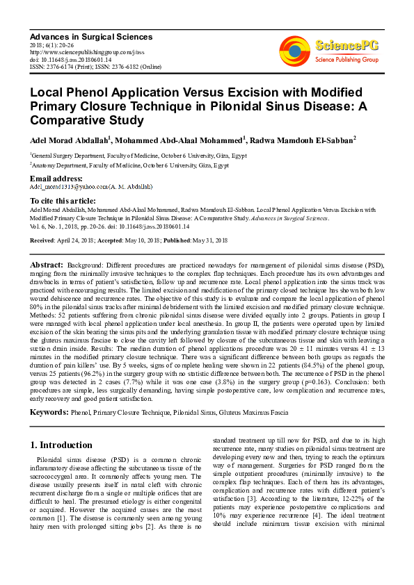 (PDF) Local Phenol Application Versus Excision with Modified Primary ...