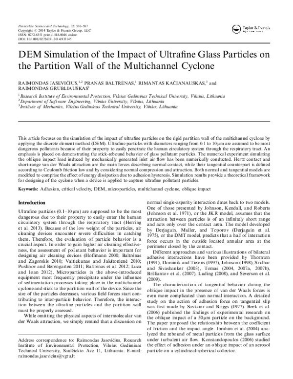 (PDF) DEM Simulation of the Impact of Ultrafine Glass Particles on the ...