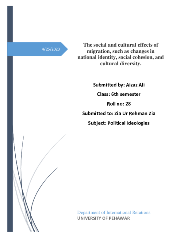 (PDF) The social and cultural effects of migration, such as changes in ...