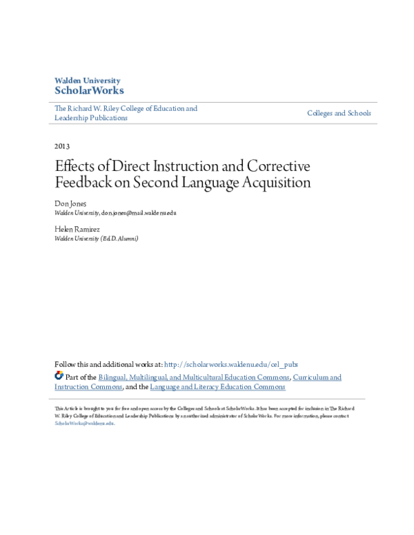 (PDF) Effects of Direct Instruction and Corrective Feedback on Second ...