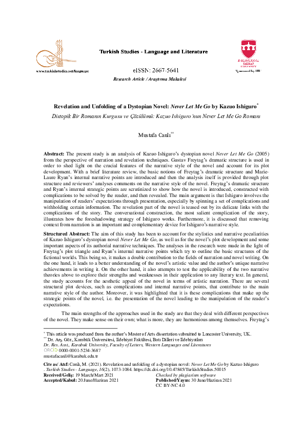 (PDF) Revelation and Unfolding of a Dystopian Novel - Never Let Me Go ...