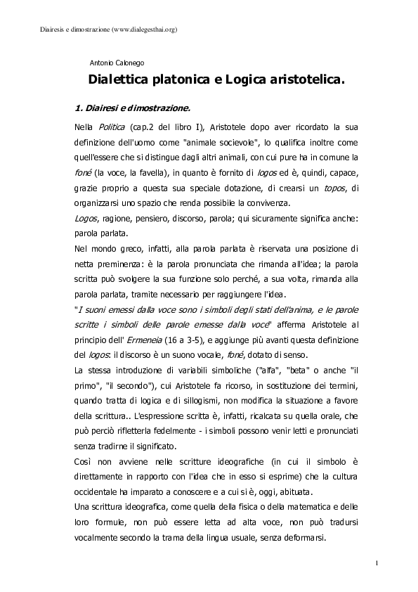 (PDF) Diairesis e dimostrazione