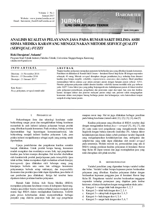 (PDF) Analisis Kualitas Pelayanan Jasa Pada Rumah Sakit Delima Asih Sisma Medika Karawang ...