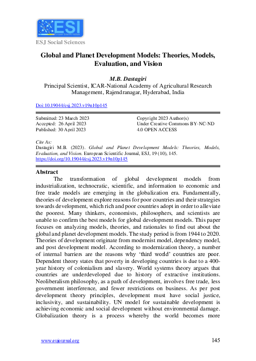 (PDF) Global and Planet Development Models: Theories, Models ...