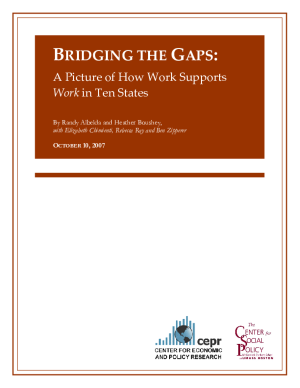 (PDF) Bridging the gaps: A picture of how work supports work in ten states