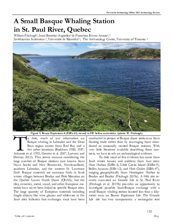 (PDF) A Small Basque Whaling Station in St. Paul River, Quebec | Sarai ...