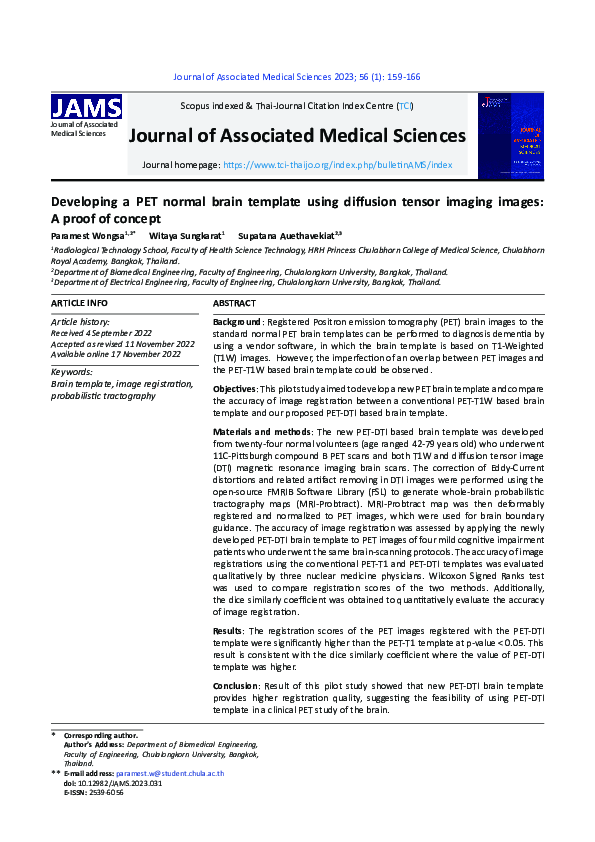 (PDF) Developing a PET normal brain template using diffusion tensor ...