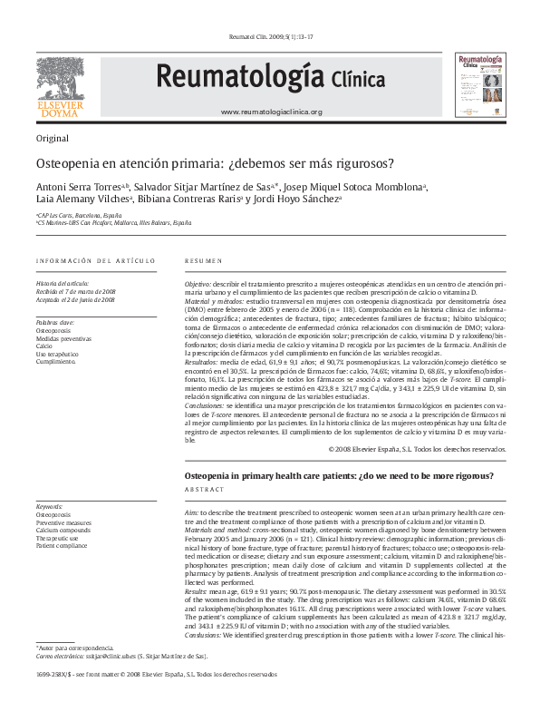 (PDF) Osteopenia en atención primaria: ¿debemos ser más rigurosos ...