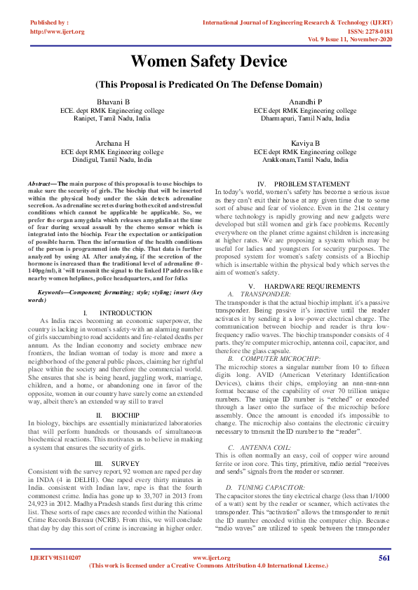 (PDF) Women Safety Device