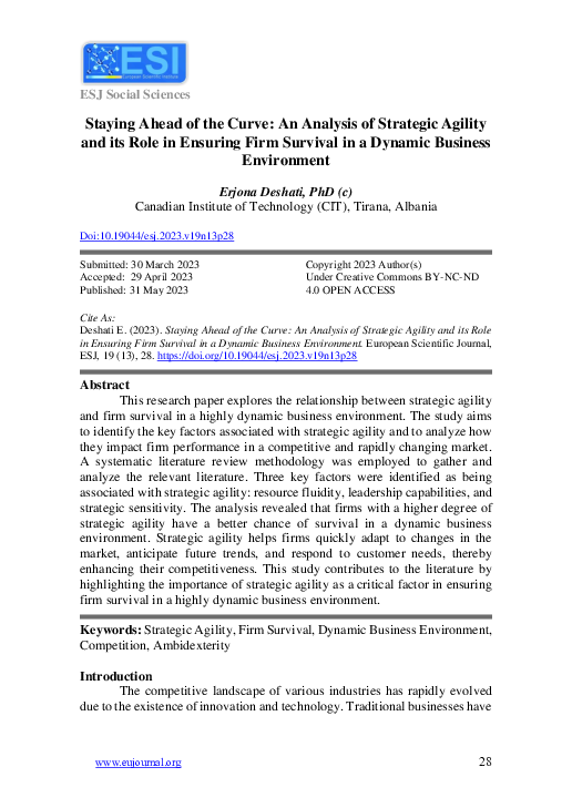 (PDF) Staying Ahead of the Curve: An Analysis of Strategic Agility and ...