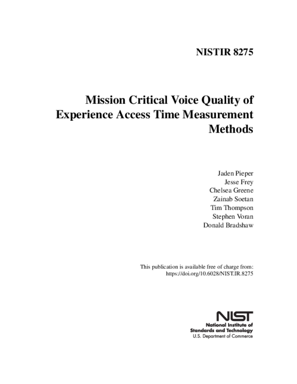 (PDF) Mission Critical Voice Quality of Experience Access Time ...