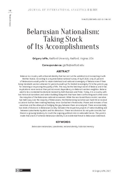 (PDF) Belarusian Nationalism: Taking Stock of Its Accomplishments ...