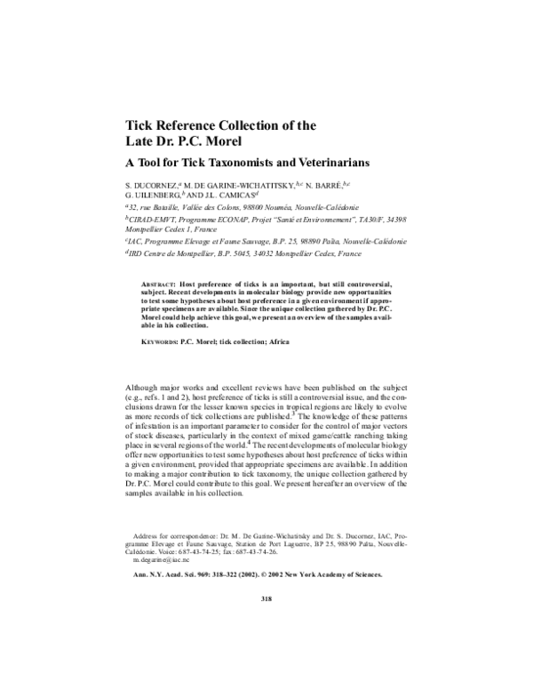 (PDF) Tick Reference Collection of the Late Dr. P.C. Morel