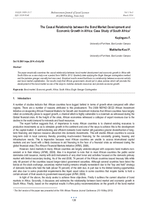 (PDF) The Causal Relationship between the Bond Market Development and ...