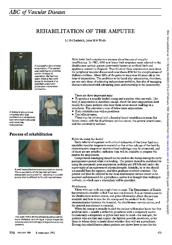 (PDF) ABC of vascular diseases. Rehabilitation of the amputee