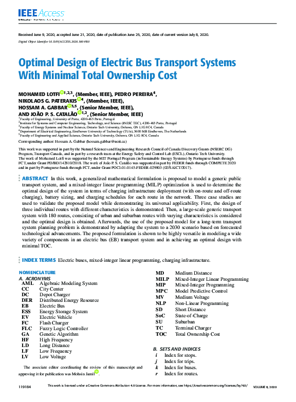 (PDF) Optimal Design of Electric Bus Transport Systems With Minimal Total Ownership Cost