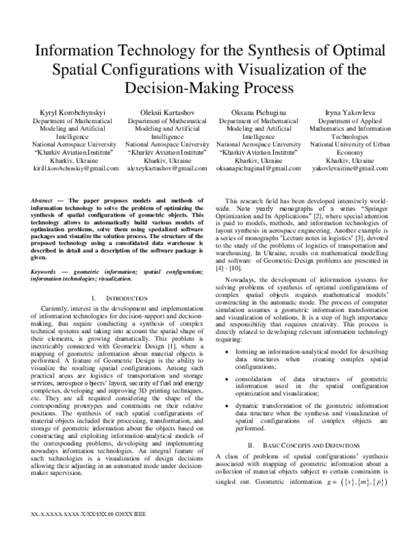 (PDF) Information Technology for the Synthesis of Optimal Spatial Configurations with ...