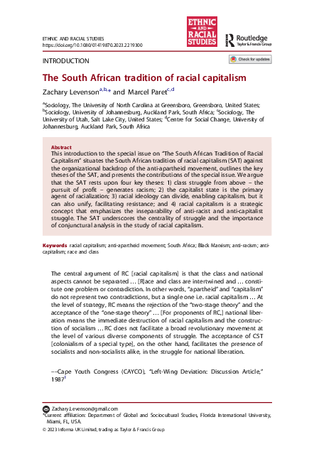 (PDF) The South African Tradition of Racial Capitalism