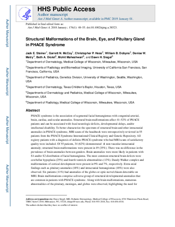 (PDF) Structural malformations of the brain, eye, and pituitary gland ...