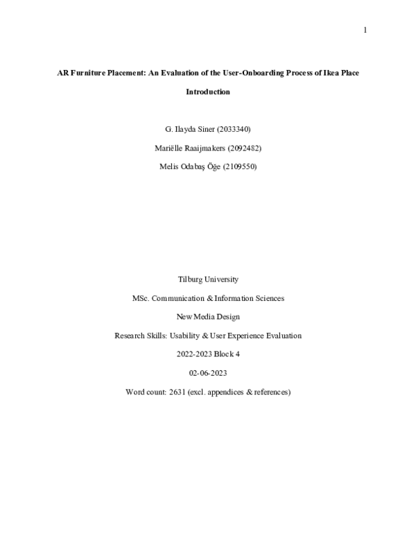 (PDF) AR Furniture Placement: An Evaluation of the User-Onboarding ...