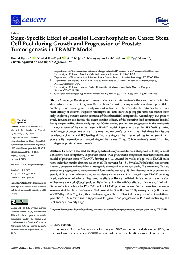 (PDF) Stage-Specific Effect of Inositol Hexaphosphate on Cancer Stem ...
