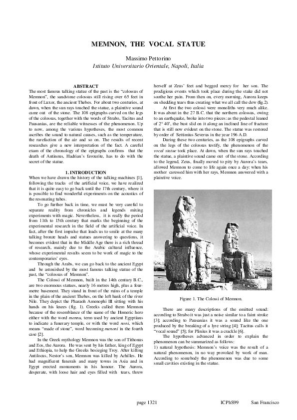 (PDF) Memnon, the Vocal Statue