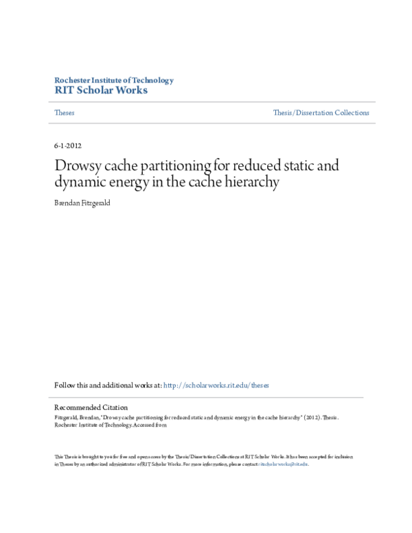 (PDF) Drowsy cache partitioning for reduced static and dynamic energy in the cache hierarchy