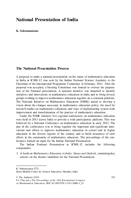 (PDF) National Presentation of India