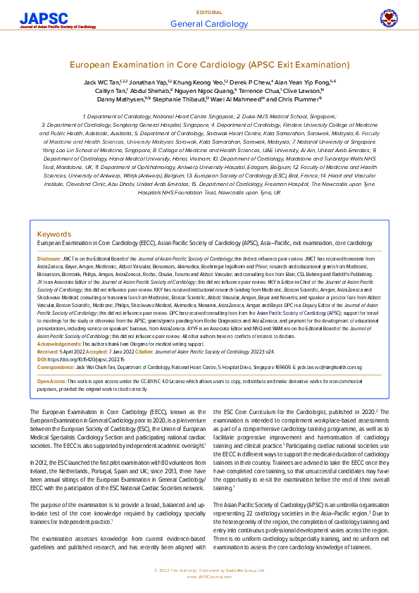 (PDF) European Examination in Core Cardiology (APSC Exit Examination)