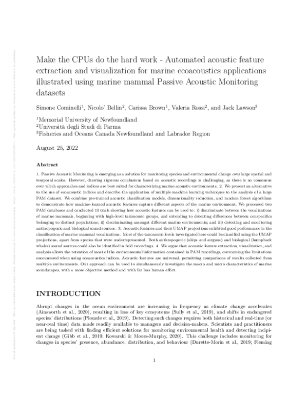 Pdf Make The Cpus Do The Hard Work Automated Acoustic Feature