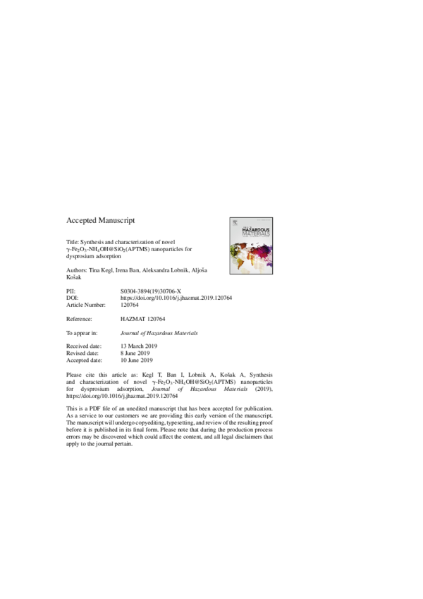 (PDF) Synthesis and characterization of novel γ-Fe2O3-NH4OH@SiO2(APTMS ...
