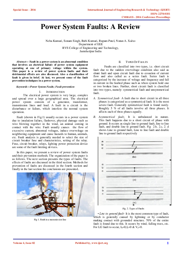 (PDF) Power System Faults: A Review