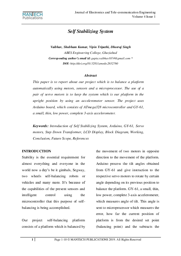 (PDF) Self Stabilizing System
