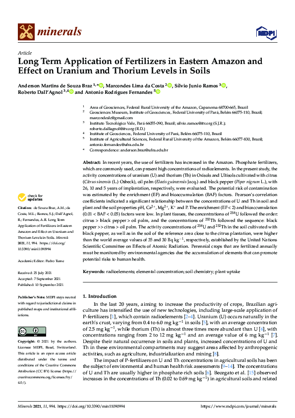(PDF) Long Term Application of Fertilizers in Eastern Amazon and Effect ...