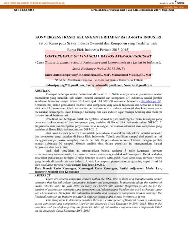 (PDF) Konvergensi Rasio Keuangan Terhadap Rata-rata Industri (studi ...