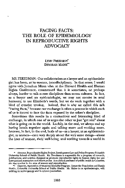 (PDF) Transcript: Facing Facts: The Role of Epidemiology in ...