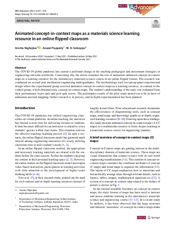 (PDF) Animated concept-in-context maps as a materials science learning ...