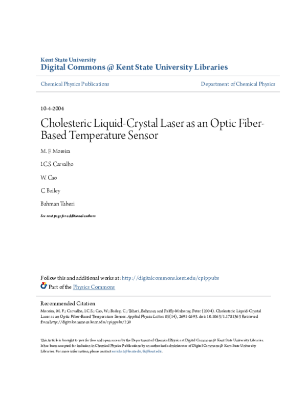 (PDF) Cholesteric liquid-crystal laser as an optic fiber-based ...