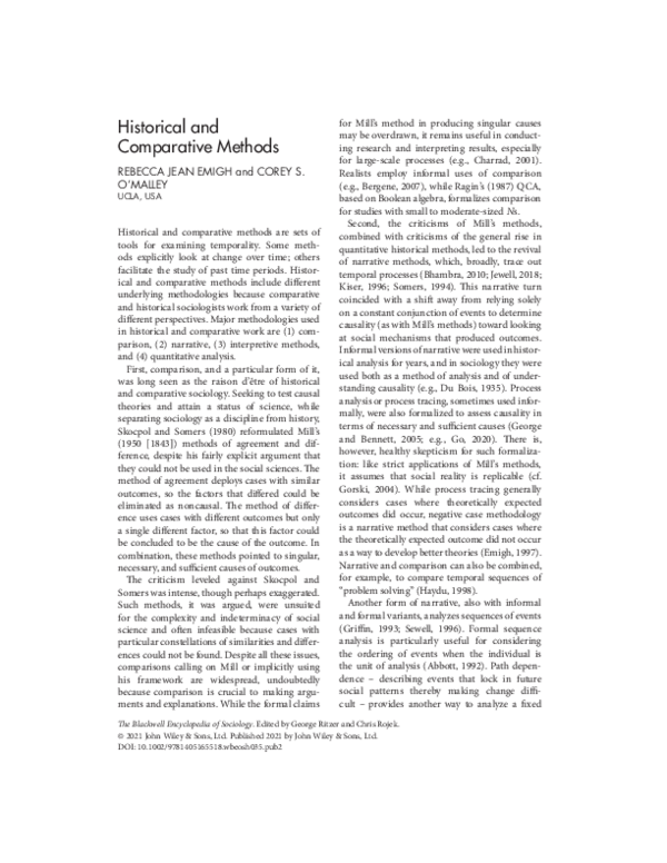 (PDF) Historical and Comparative Methods