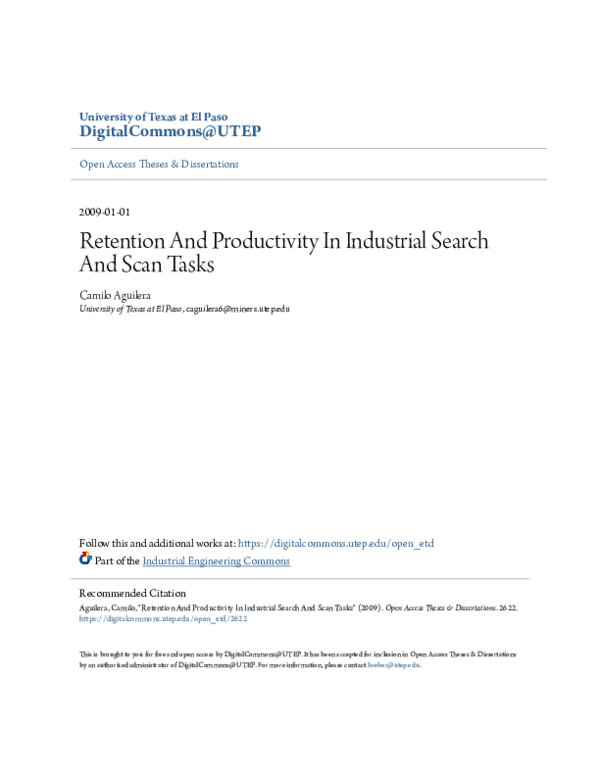 (PDF) Retention and productivity in industrial search and scan tasks
