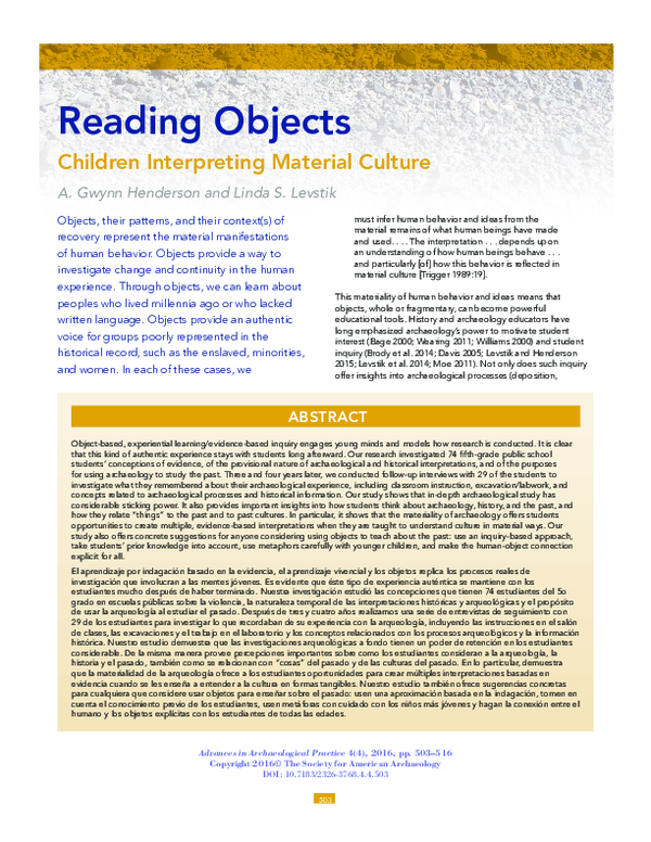 (PDF) Reading Objects
