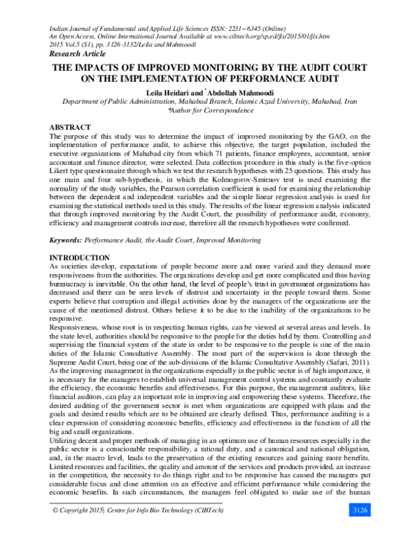 (PDF) The Impacts of Improved Monitoring by the Audit Court on the ...