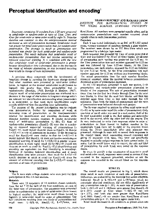 (PDF) Perceptual identification and encoding