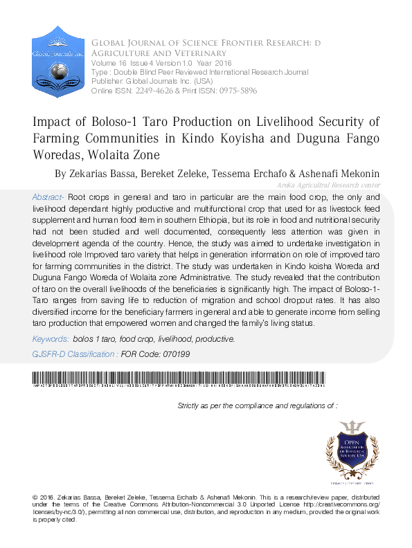 (PDF) Impact of Boloso-1 Taro Production on Livelihood Security of ...