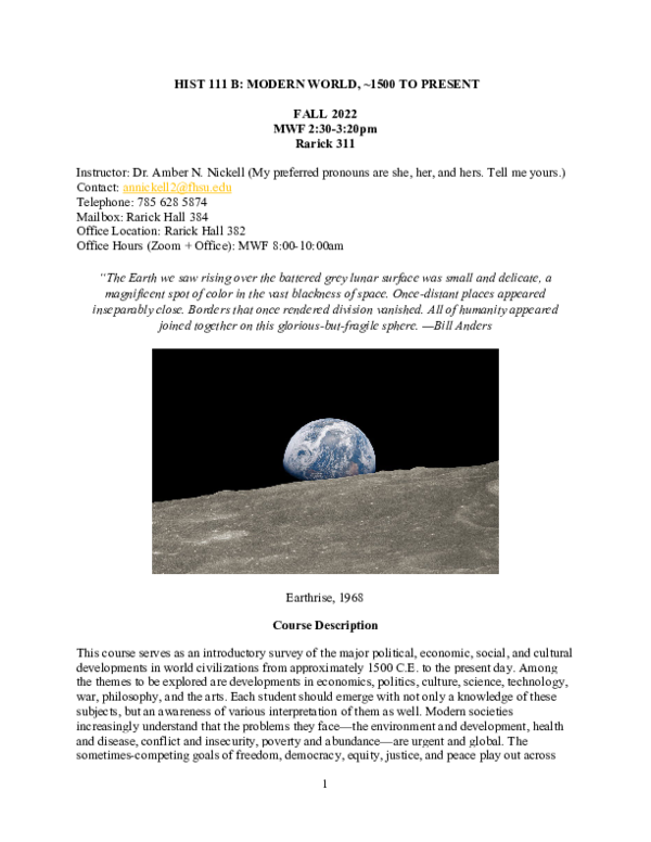 (PDF) Syllabus: Modern World History (Fall 2022)